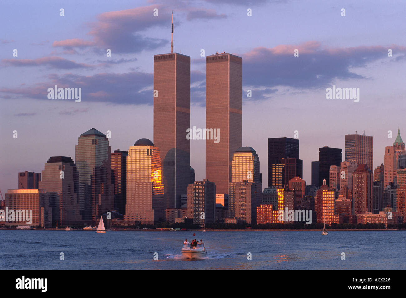 World Trade Center at sunset New York City USA pre 911 Stock Photo - Alamy
