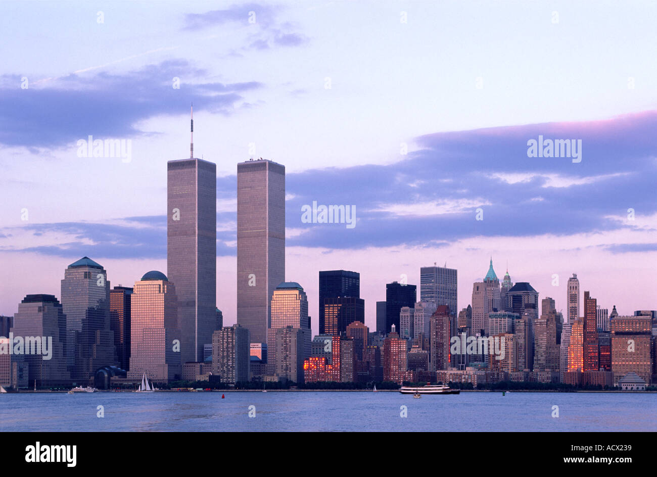 Sunset at the World Trade Center New York City USA pre 911 Stock Photo ...