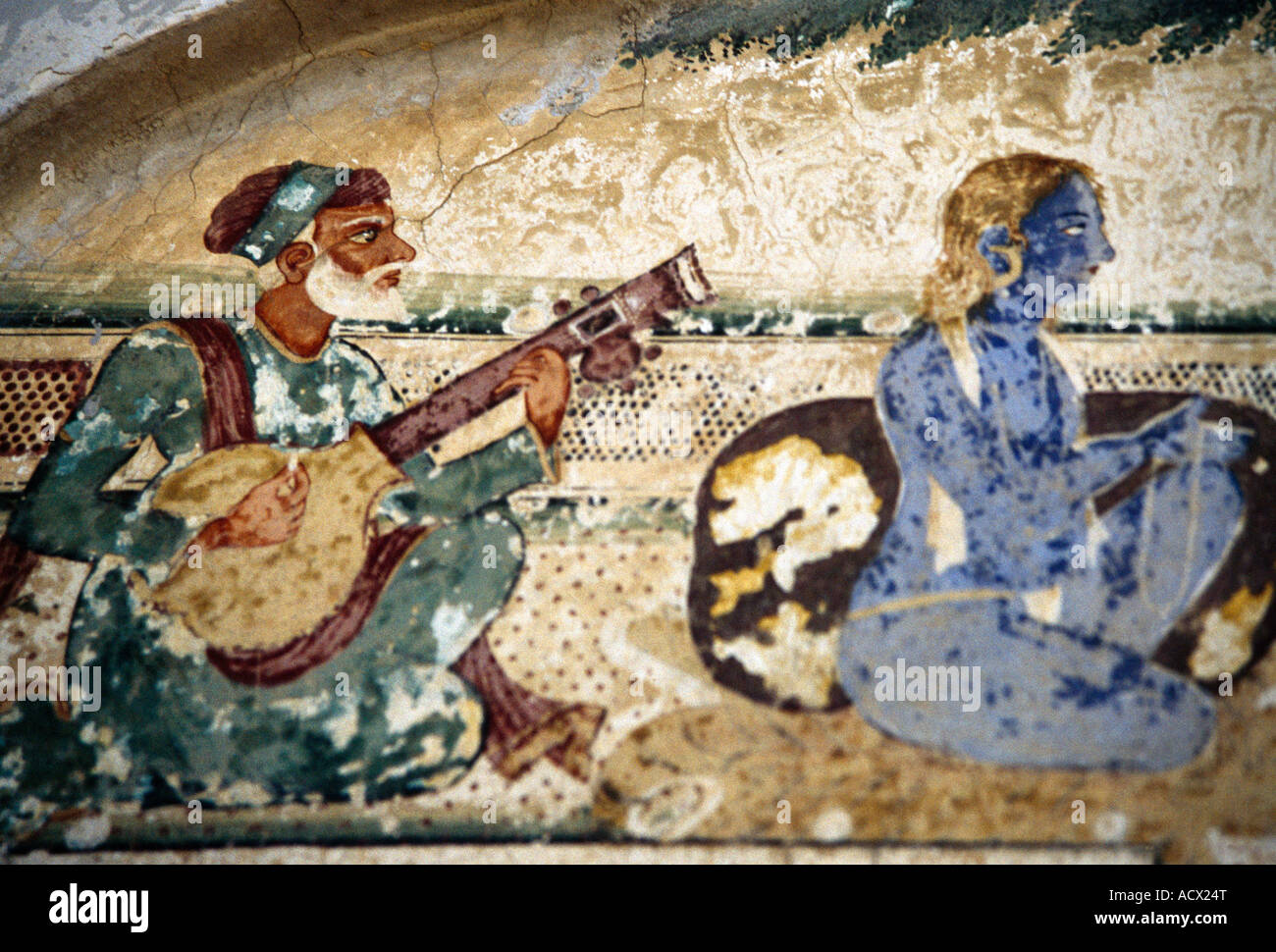 Amritsar India Old Fresco Showing Mardana Playing Rabab Stock Photo - Alamy