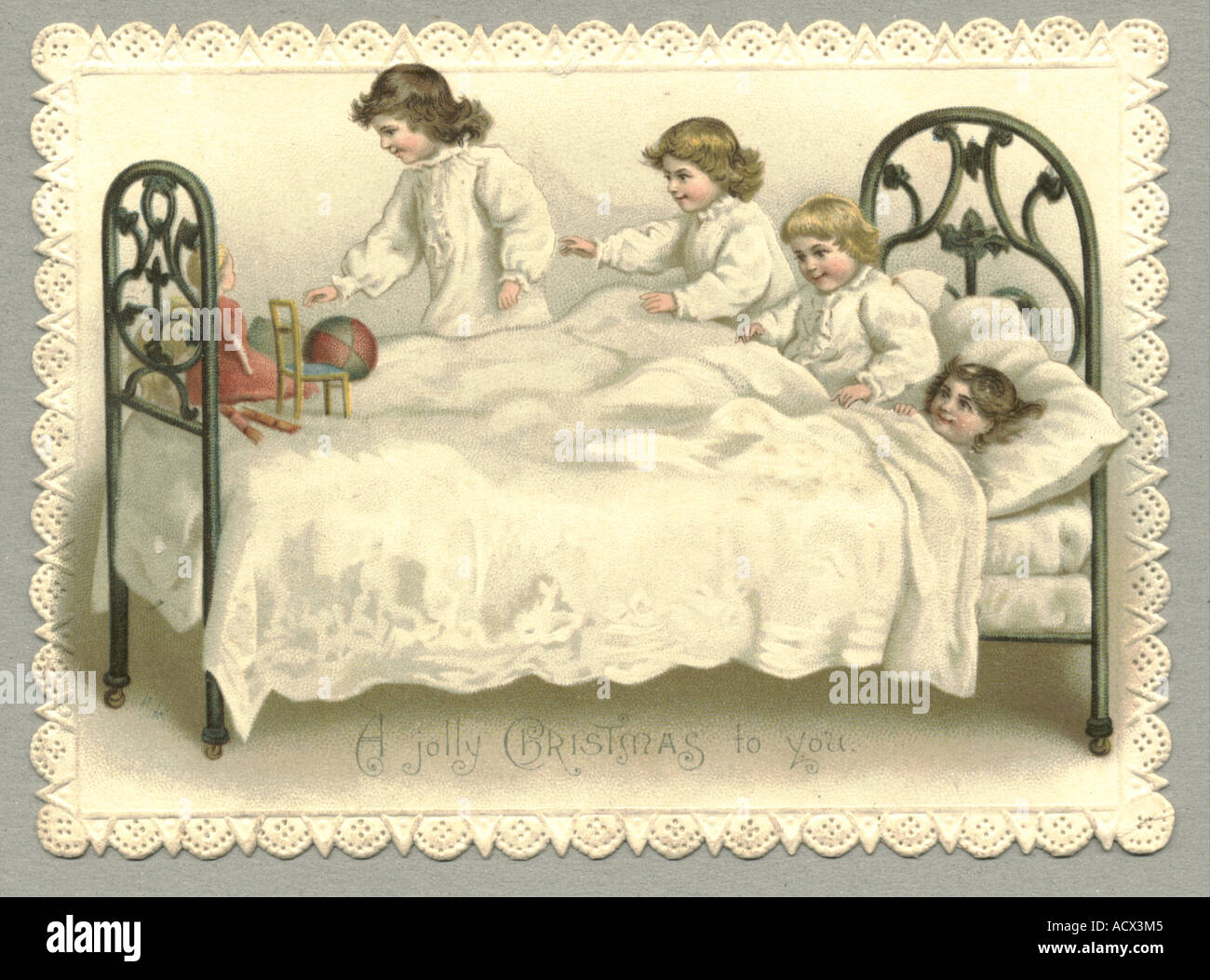Christmas greeting card circa 1880 Stock Photo - Alamy