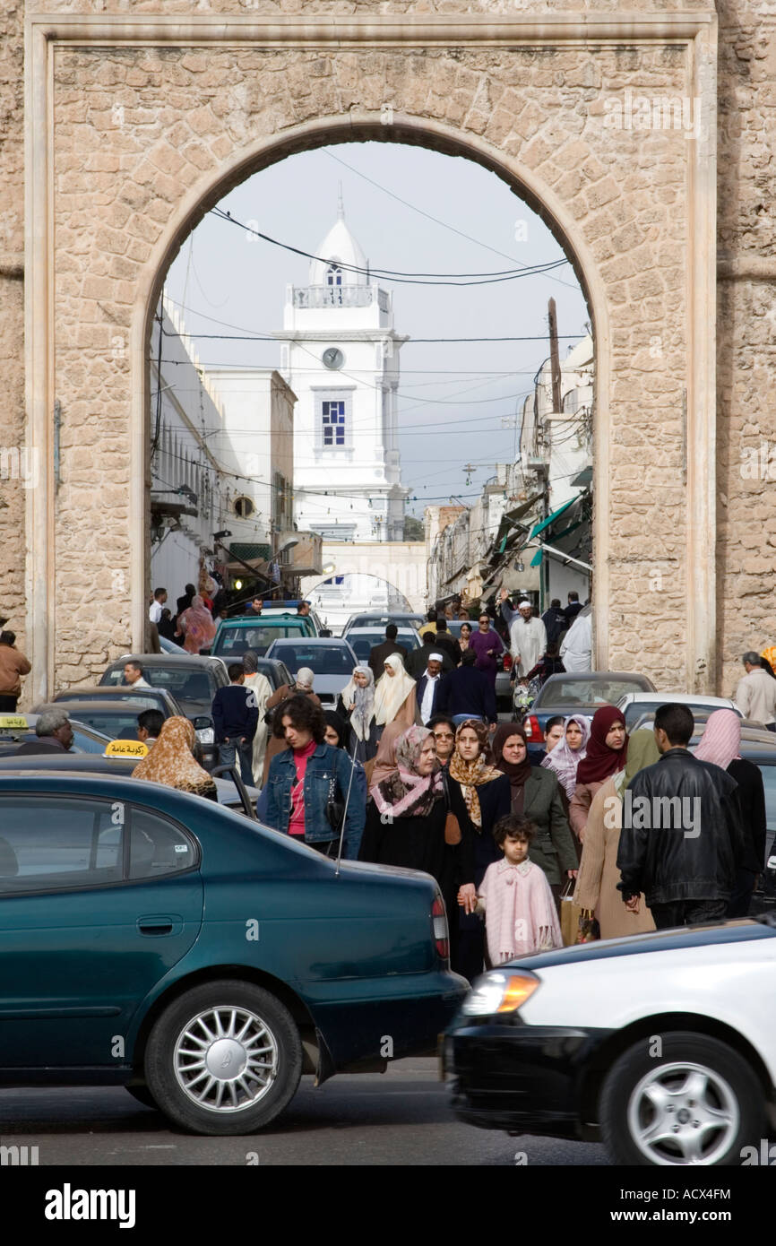 Tripoli, Libya. Entrance to Tripoli Medina, Turkish Clock Tower, 19th ...