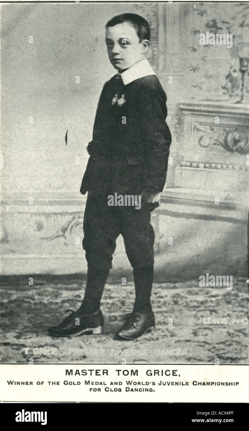 Advertising photographic postcard of Master Tom Grice, juvenile world ...