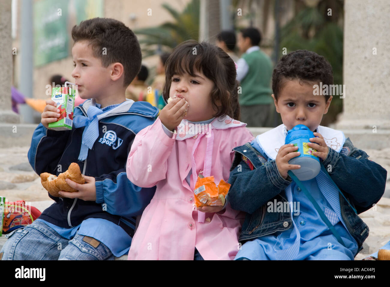 Tripoli, Libya. School Children Having Lunch before Museum Tour Stock ...