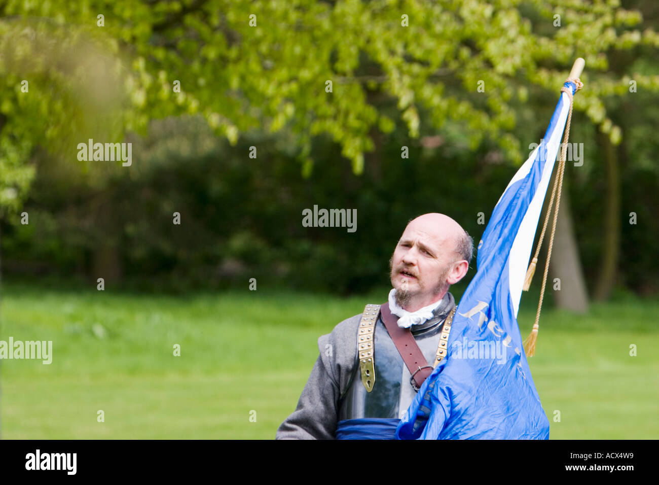 Covenanter soldier carrying saltire flag of covenant Stock Photo - Alamy