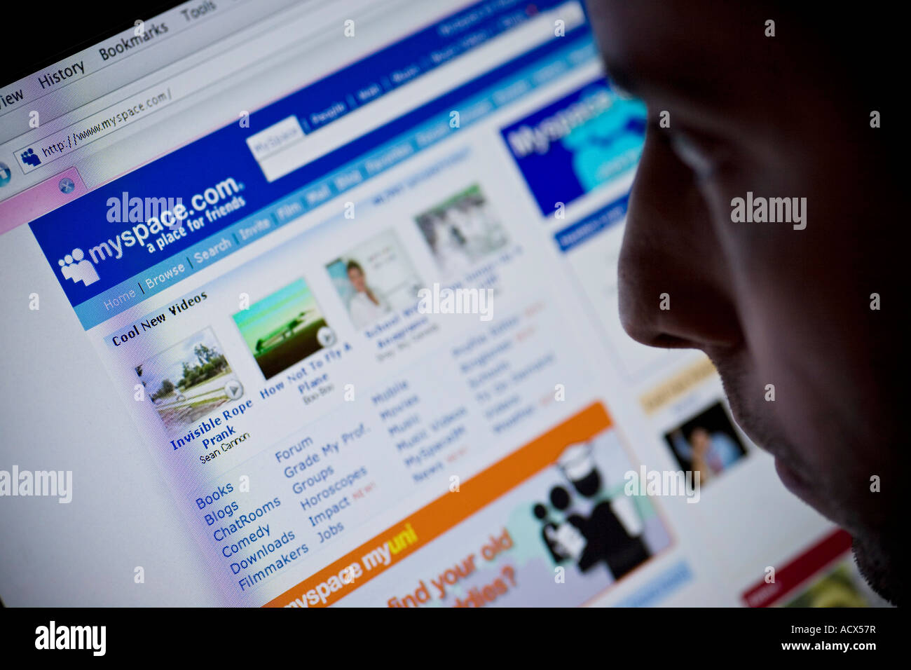myspace social community website being used by young man www.myspace ...