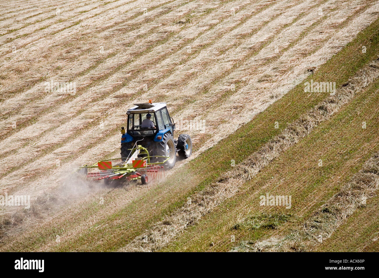 Italian Farming Landscape Fiatagri Farm tractor Haymaking Tuscany Italy ...