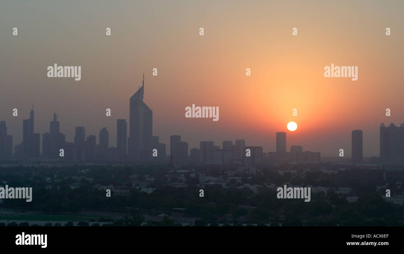 Dubai skyline in sunset hi-res stock photography and images - Alamy