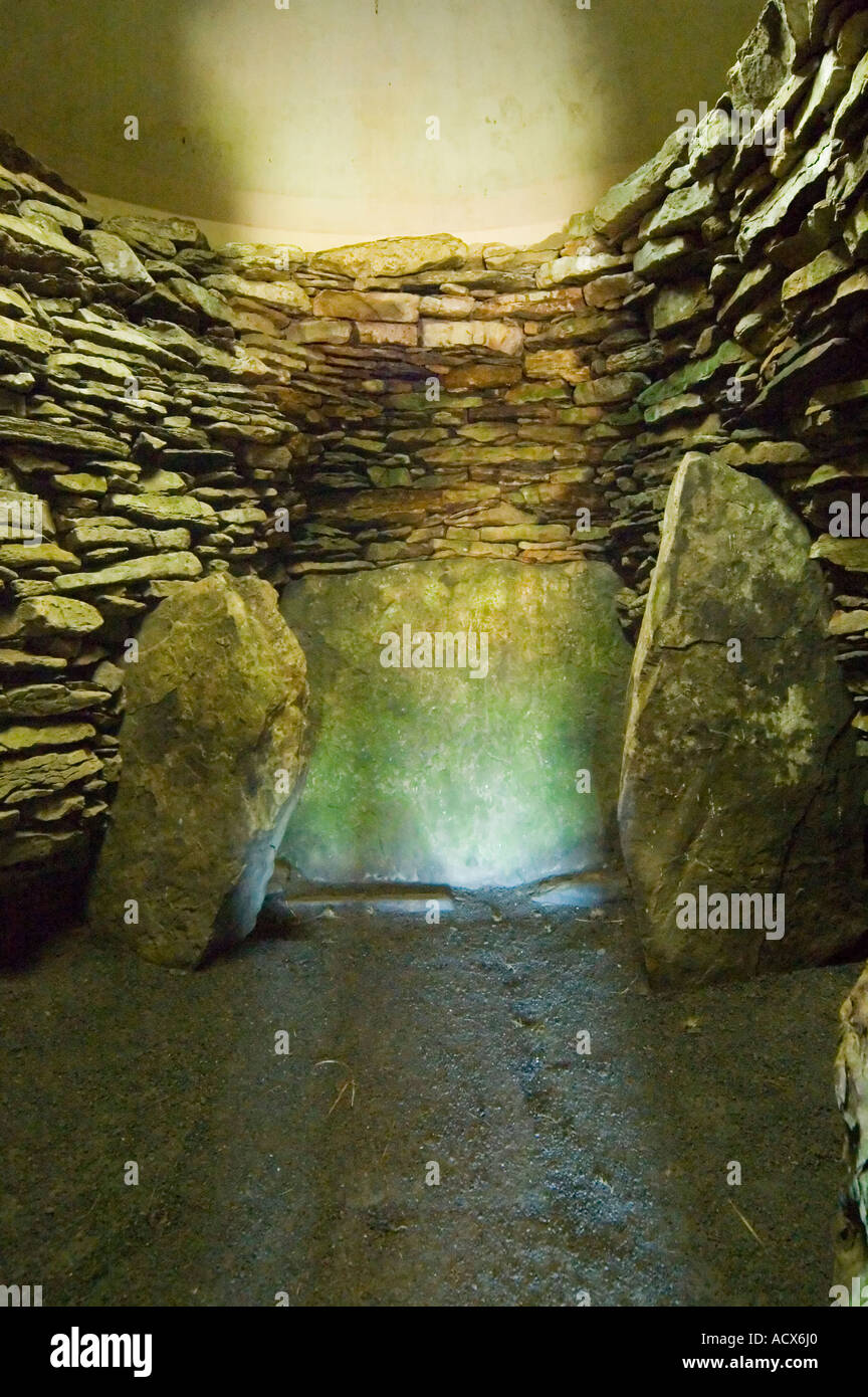 Interior of one of the Grey Cairns of Camster neolithic chambered ...