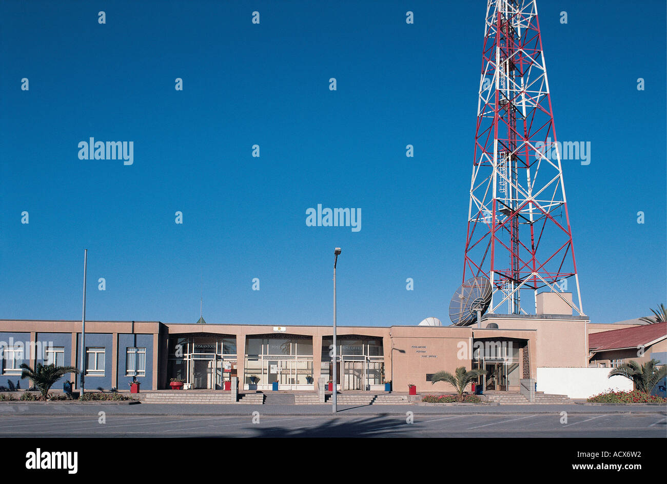 Modern Post Office building and communications tower in Swakopmund ...