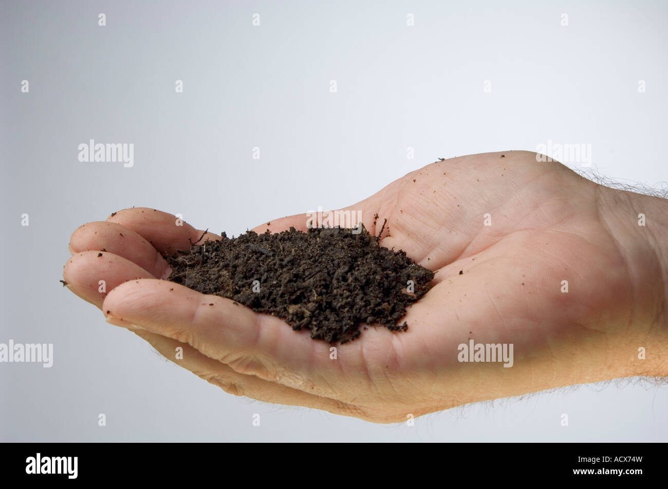 Soil or earth in a male hand - a handful of earth Stock Photo - Alamy