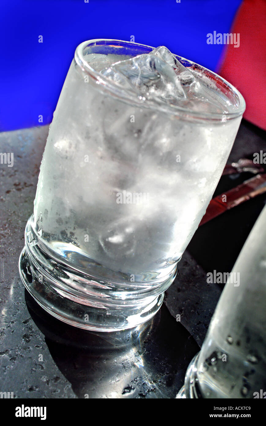 Glass of iced cold water in restaurant Stock Photo - Alamy