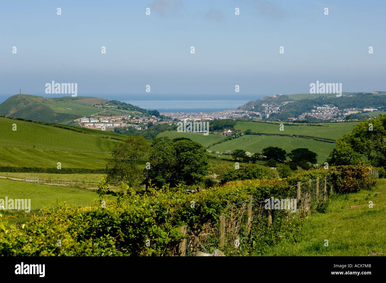 Aberystwyth panorama and Pen Dinas iron age hill fort, ceredigion wales ...