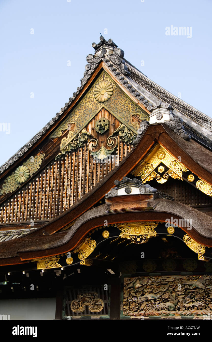 Japan Honshu Island Kyoto City Ornate Beams and Rooftop of Nijo Castle ...