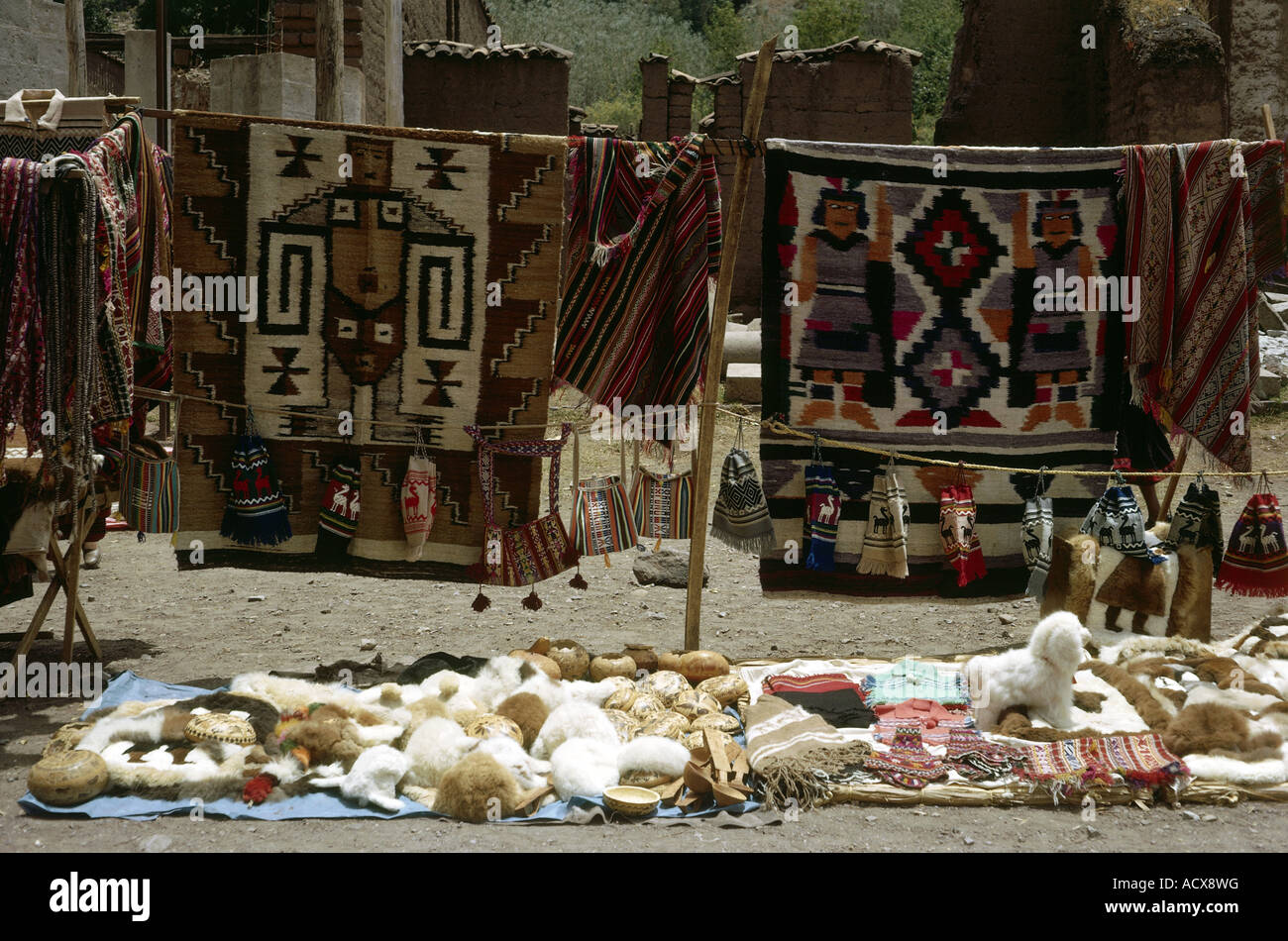 geography / travel, Peru, trade, carpet stand in Pisac, 1964 Stock ...