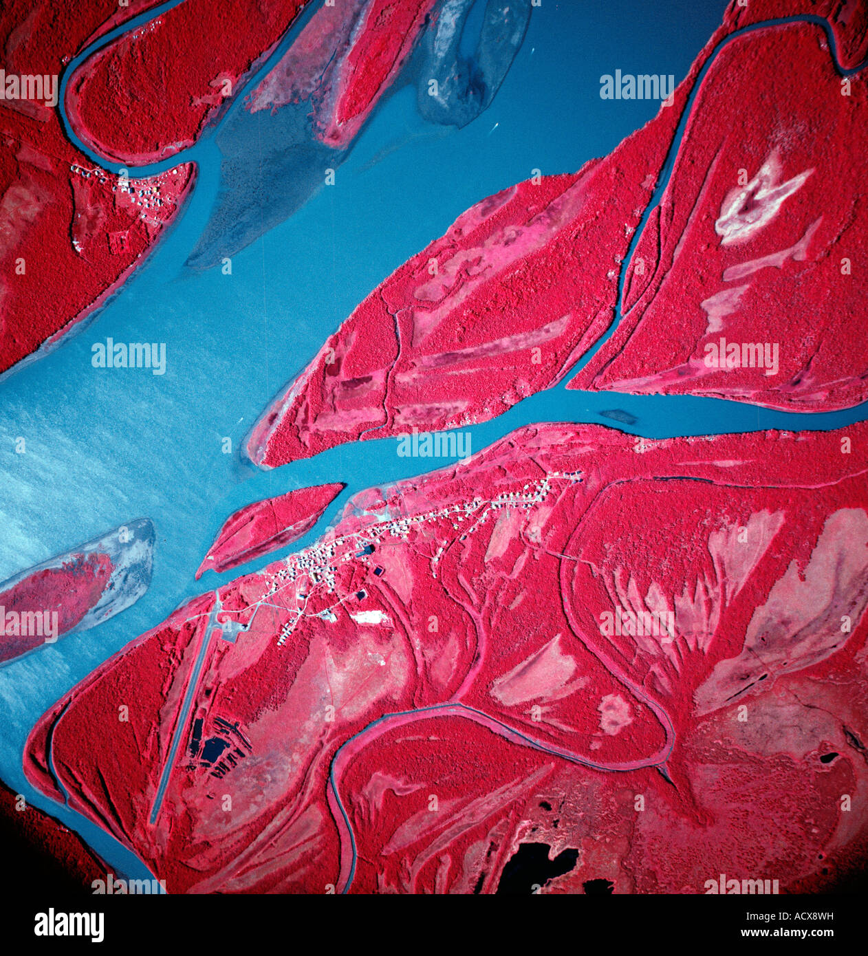 Oscarville Napaskiak on the Kuskokwim River an aerial color infrared ...