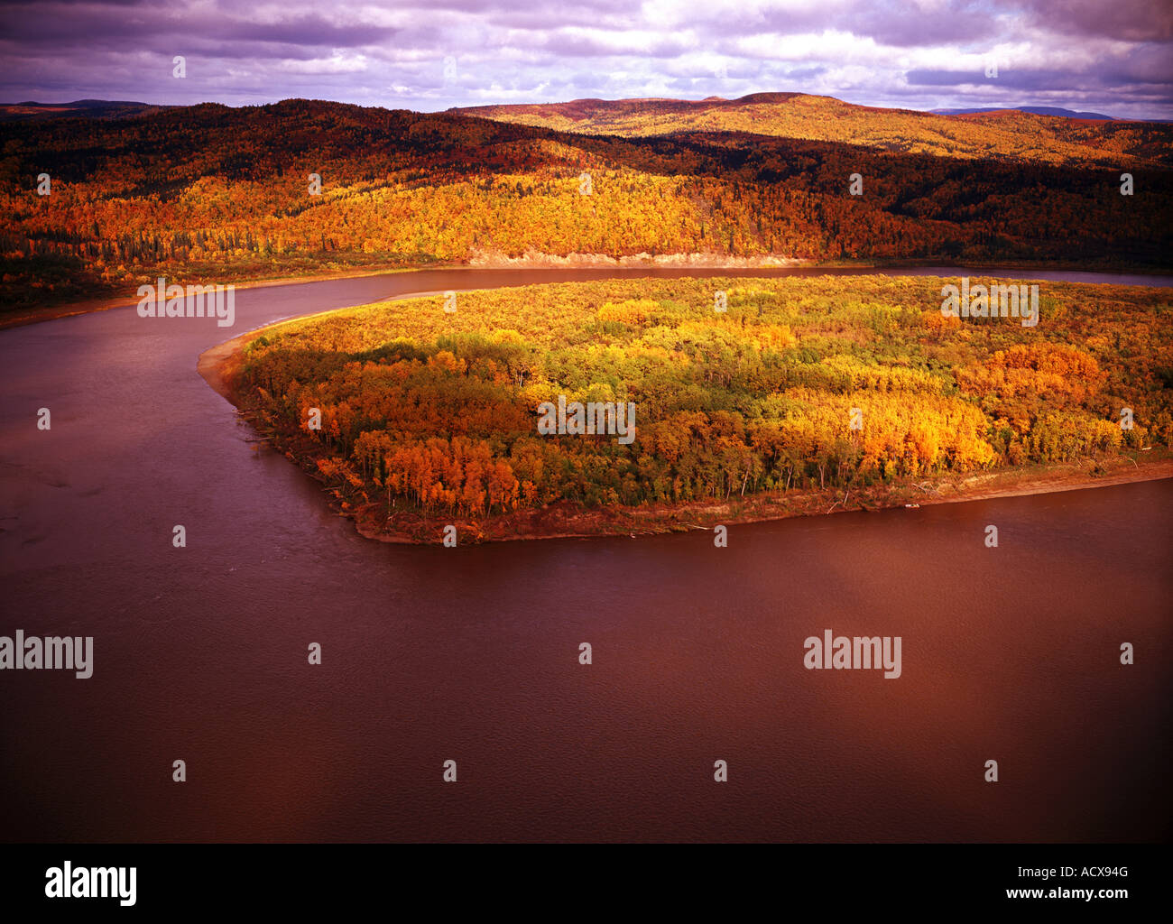 Fall colors on the Yukon River Stock Photo - Alamy