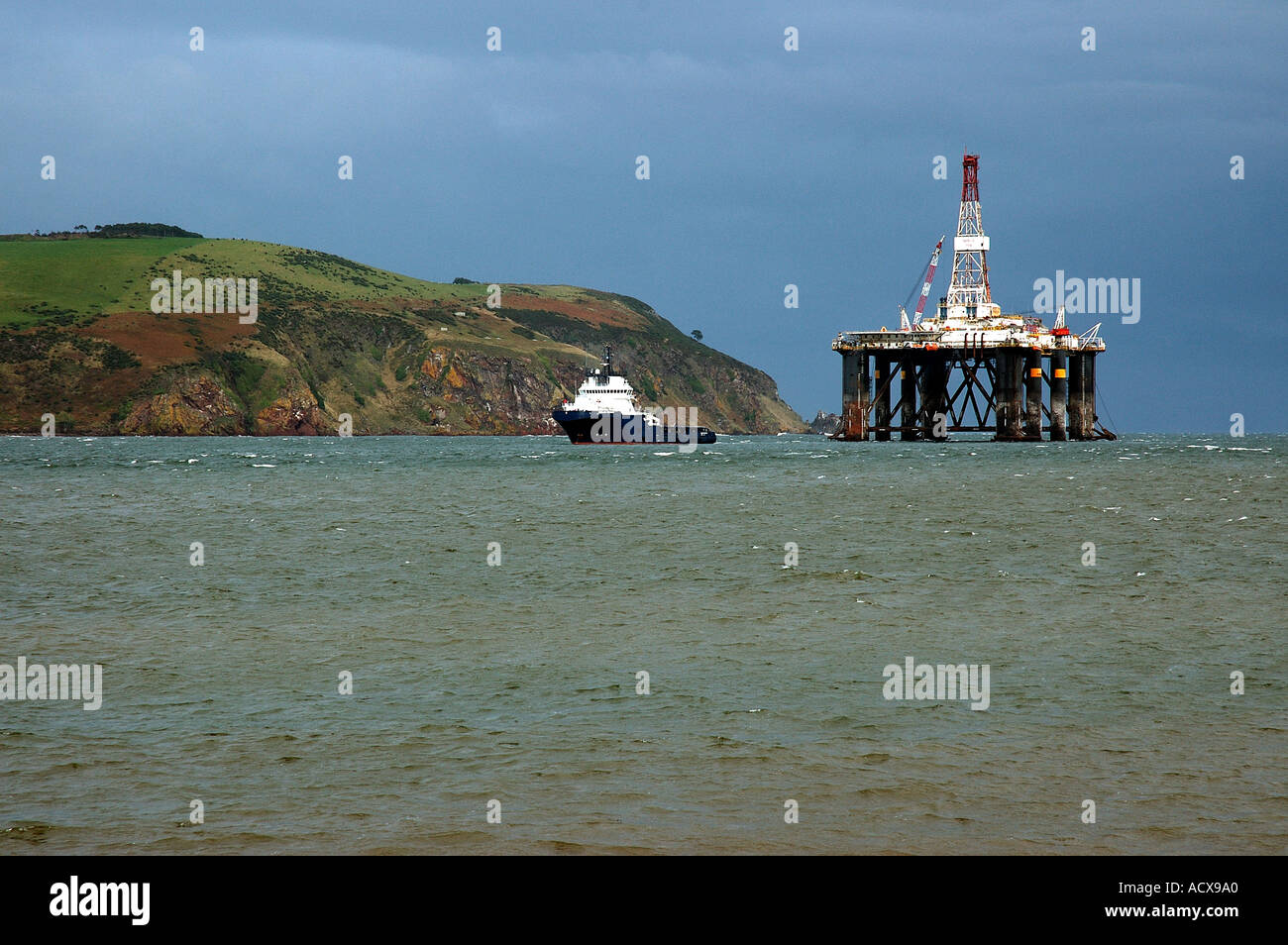north sea exploration rig being towed into Cromarty Firth by Highland ...