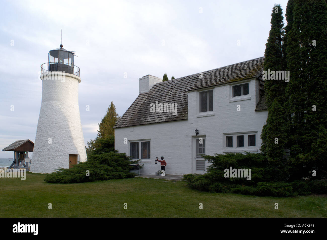 Old Presque Isle Lighthouse in Michigan Stock Photo - Alamy