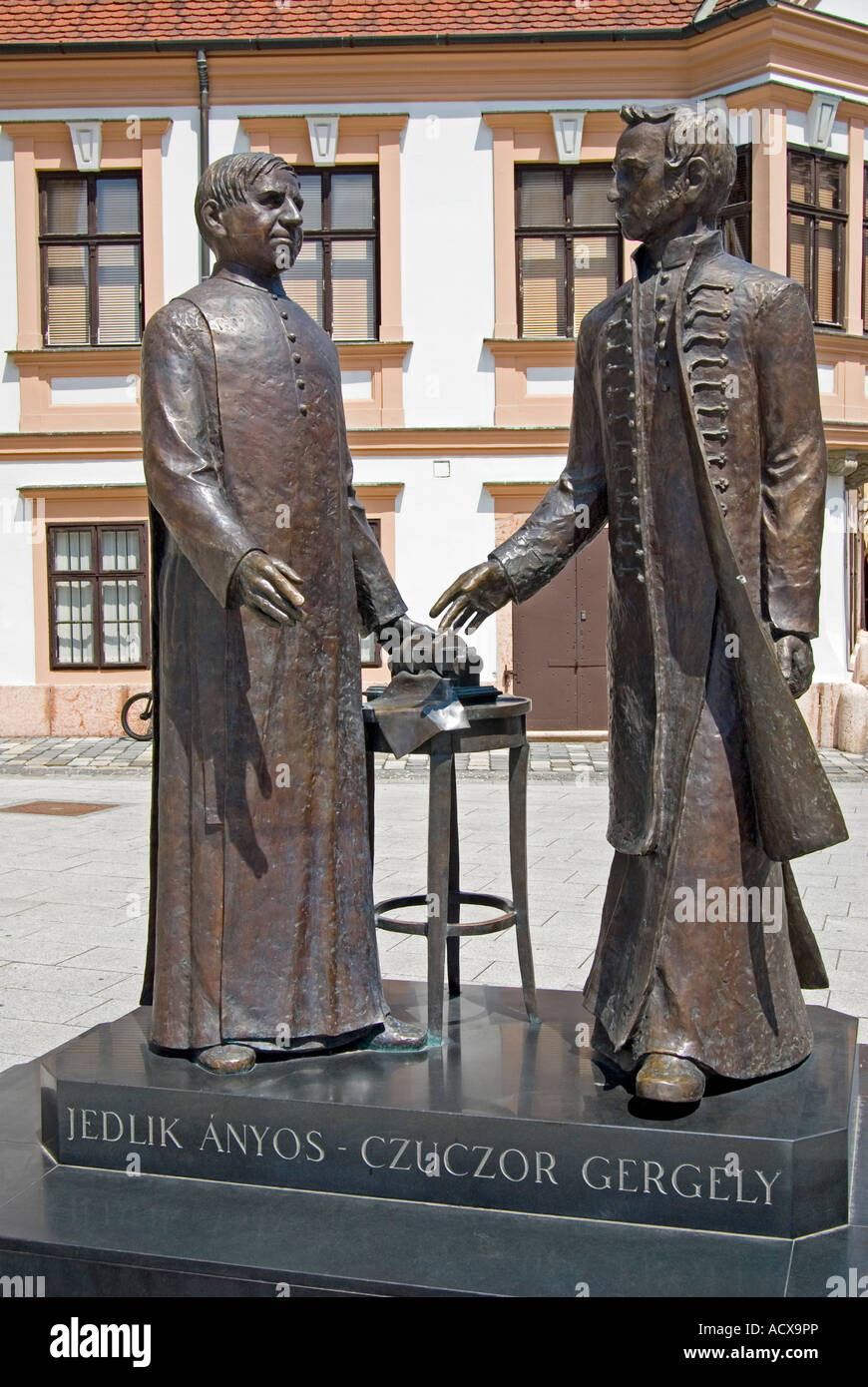 Gyor, Western Transdanubia, Hungary. Bronze statue of Anyos Jedlik ...