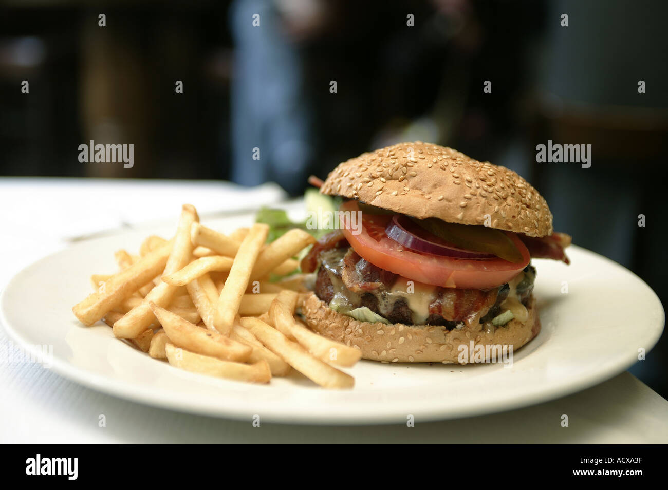 Burger and fries Stock Photo - Alamy