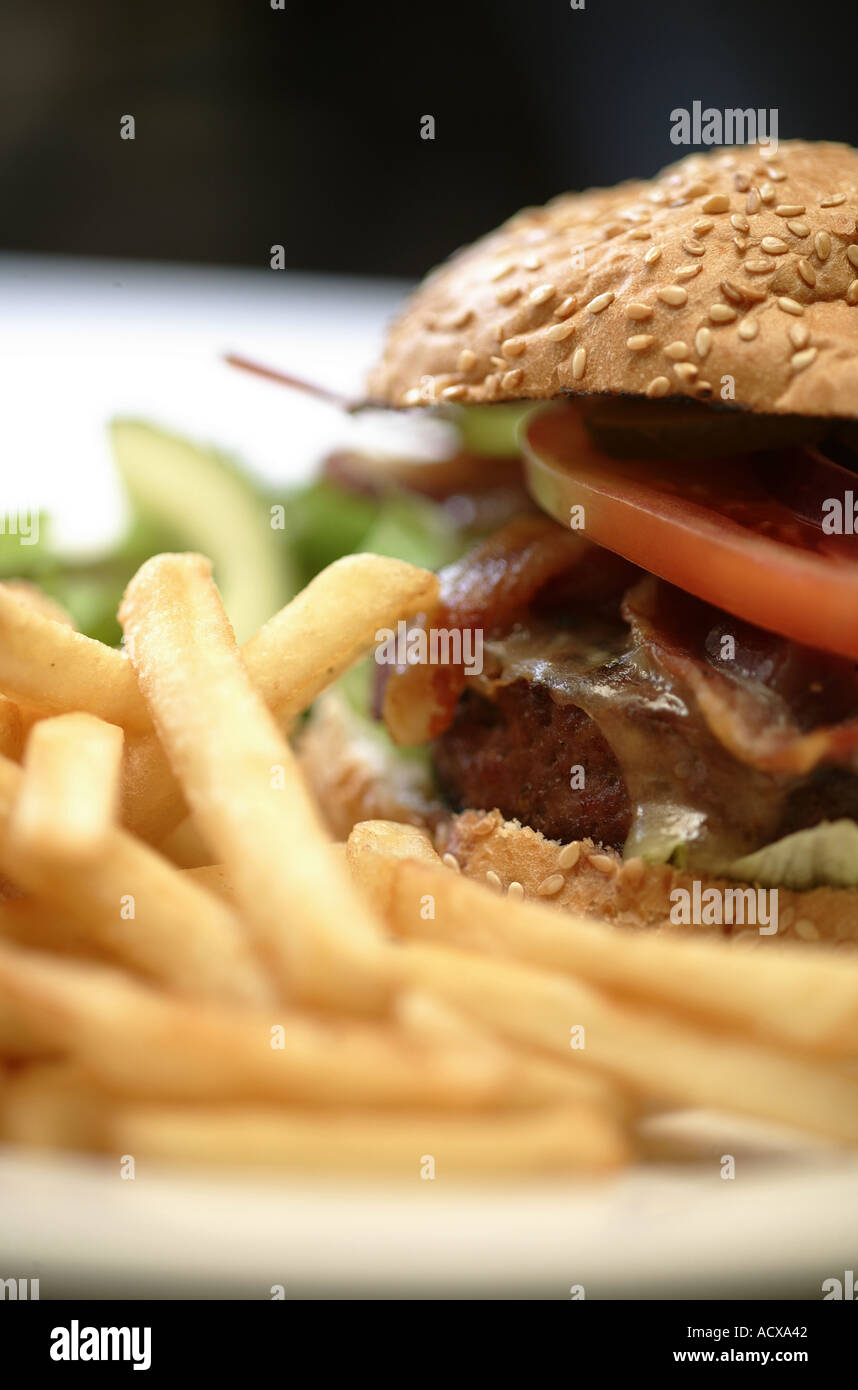 Burger and fries Stock Photo - Alamy