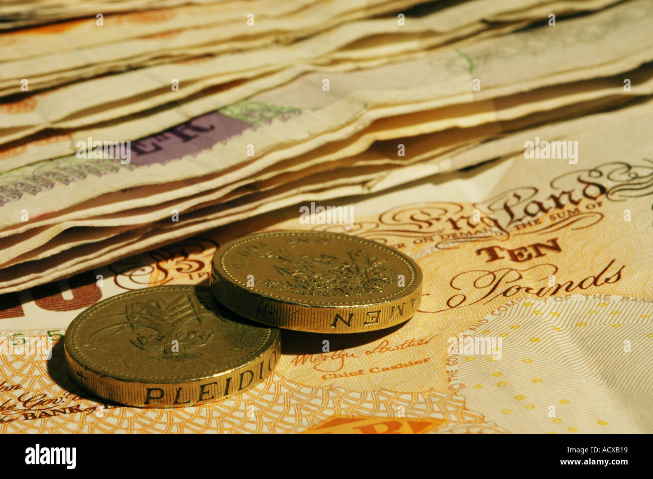 Coins and Paper Money Stock Photo - Alamy