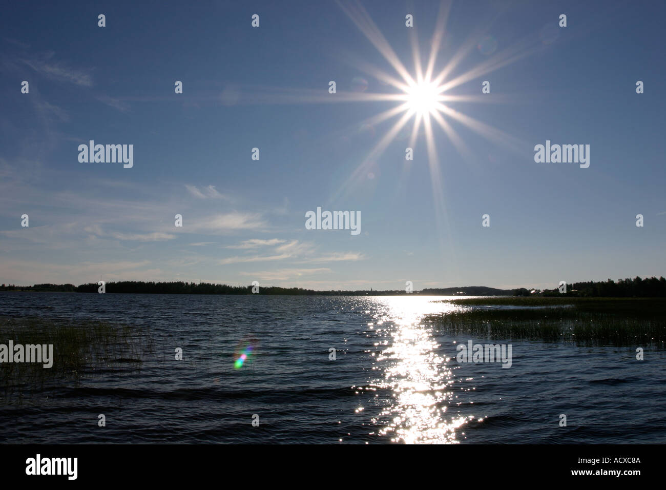 lake view with sun Stock Photo - Alamy