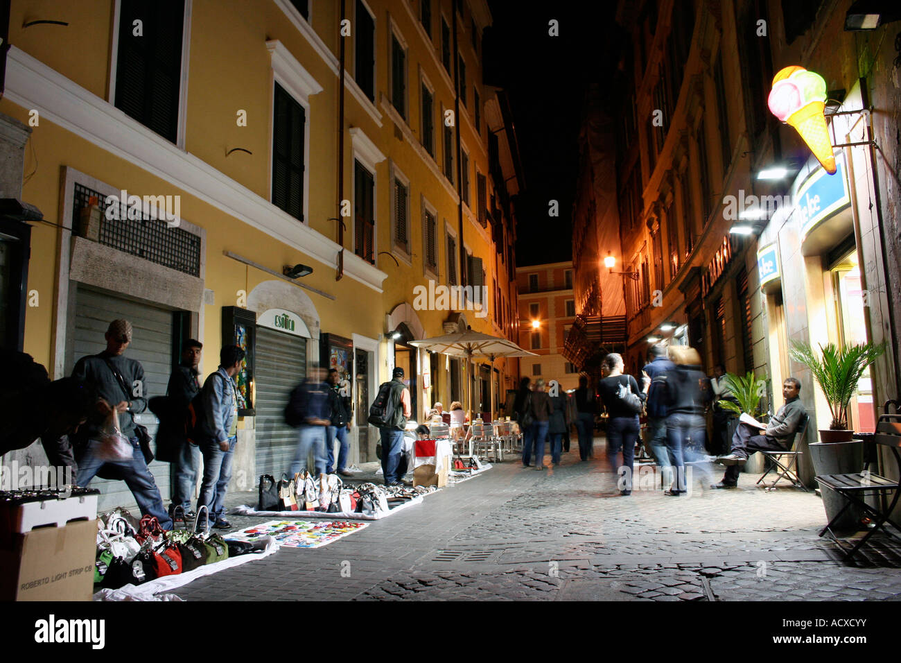 Night streets, Rome, Italy Stock Photo - Alamy
