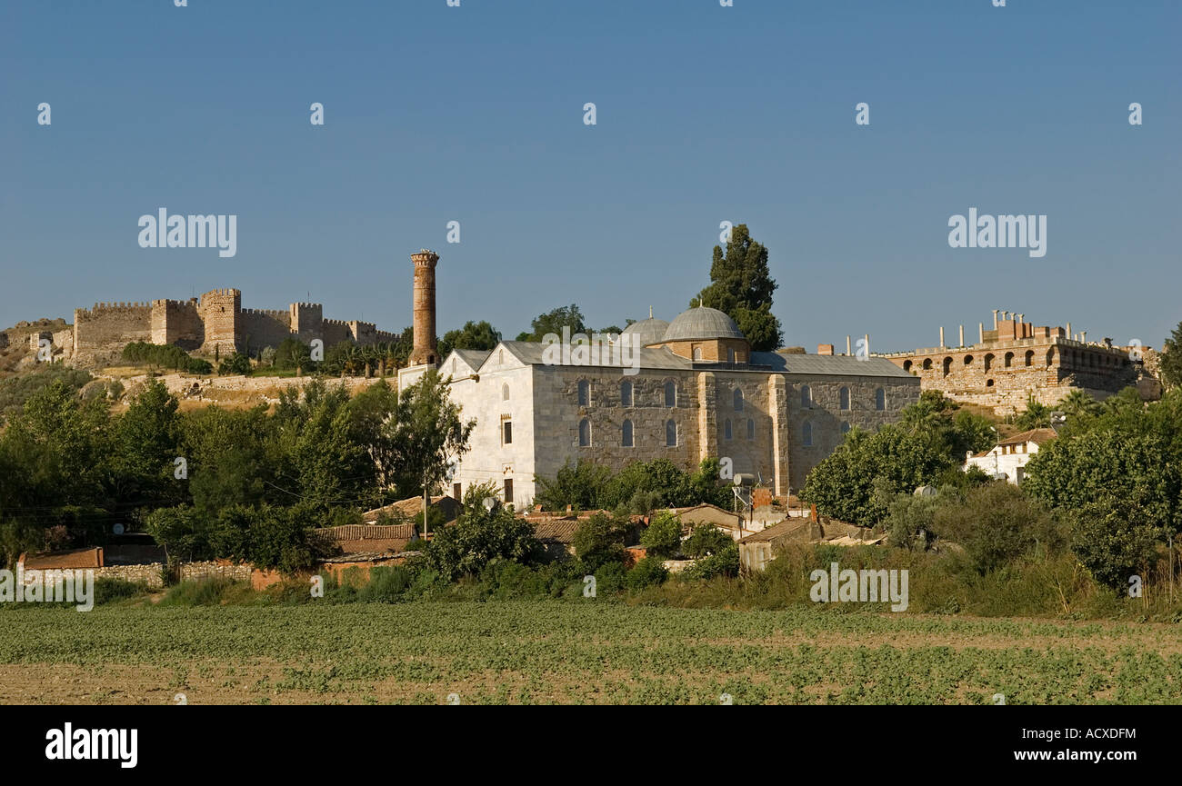 Isabey Mosque (14th century) with Byzantine Castle and Basilica of St ...