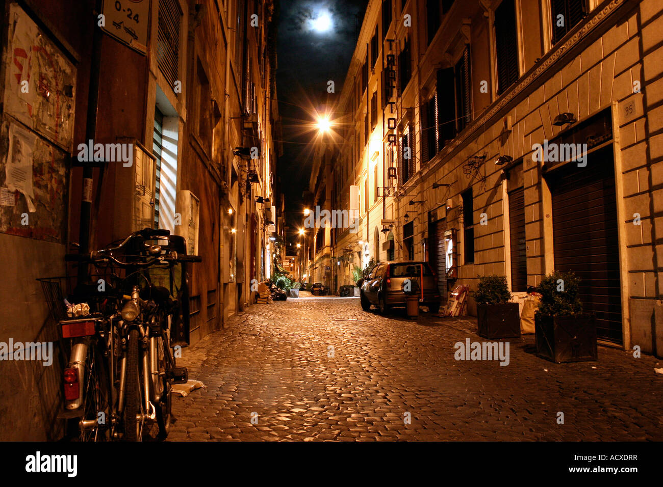 Night streets, Rome, Italy Stock Photo - Alamy