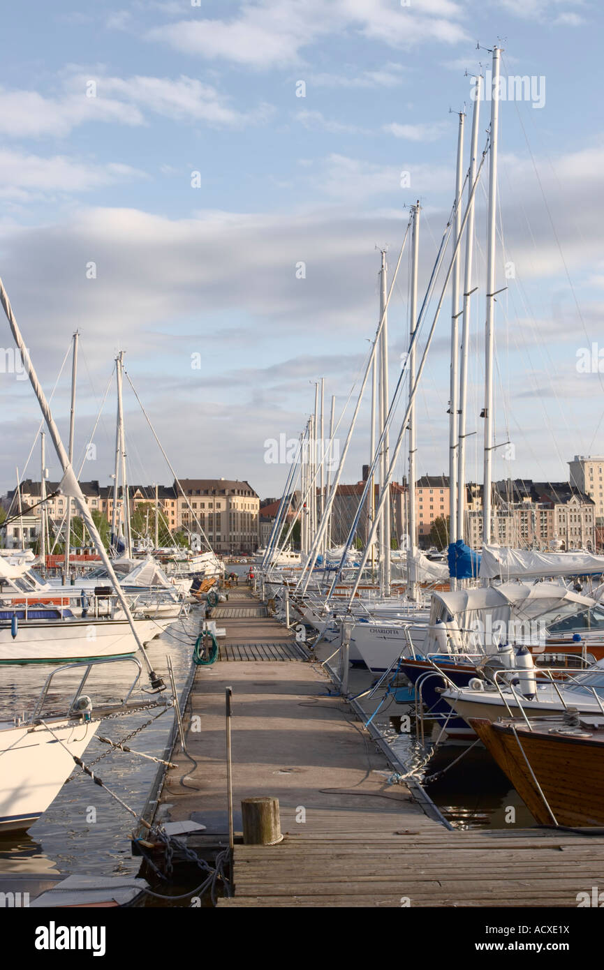 Docked sailboats at pier near Tervasaari, Helsinki, Finland, EU Stock ...