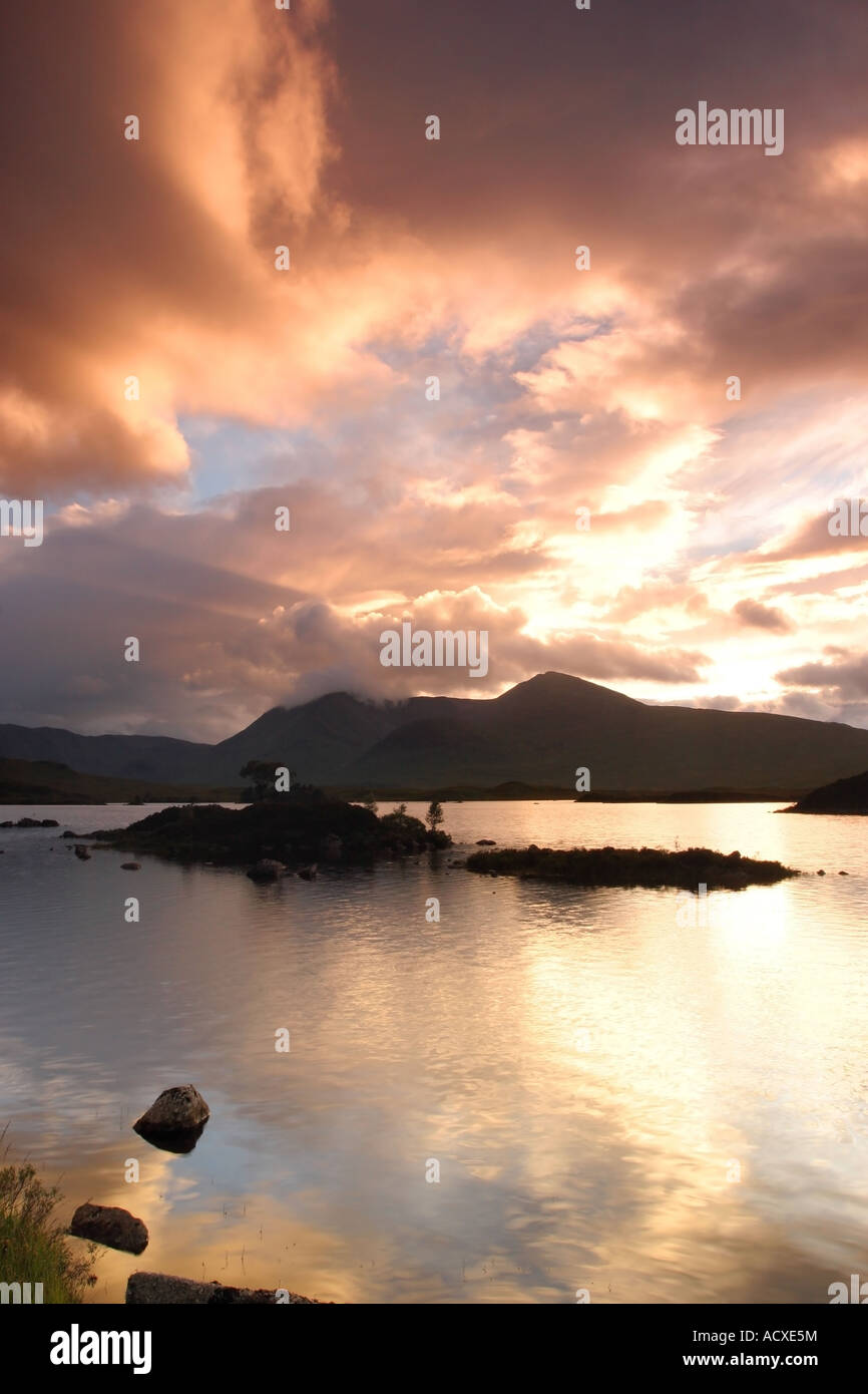 Sunset Over the Black Mount and Lochan na h Achlaise Rannoch Moor ...