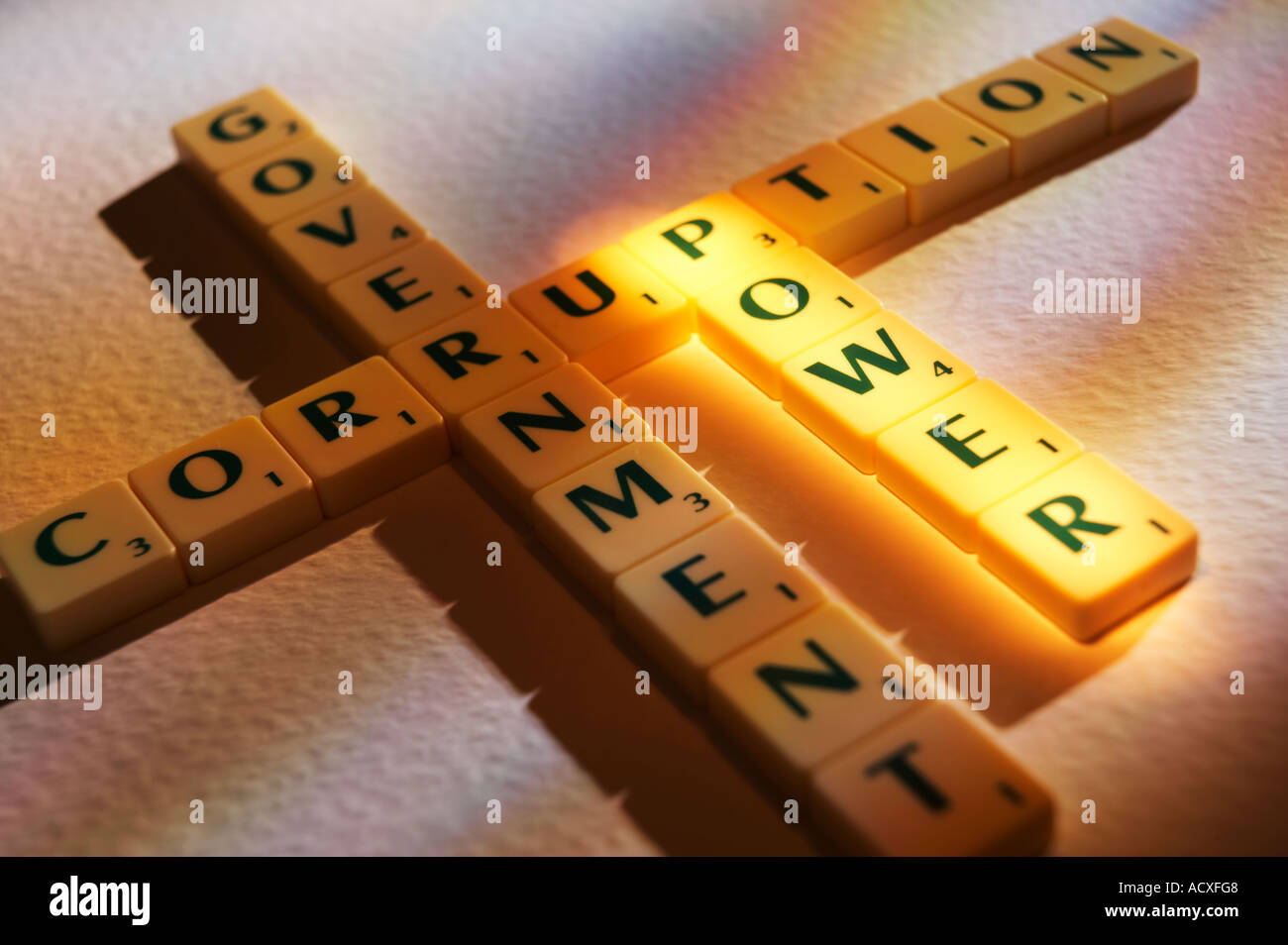 SCRABBLE BOARD GAME LETTERS SPELLING THE WORDS GOVERNMENT POWER ...