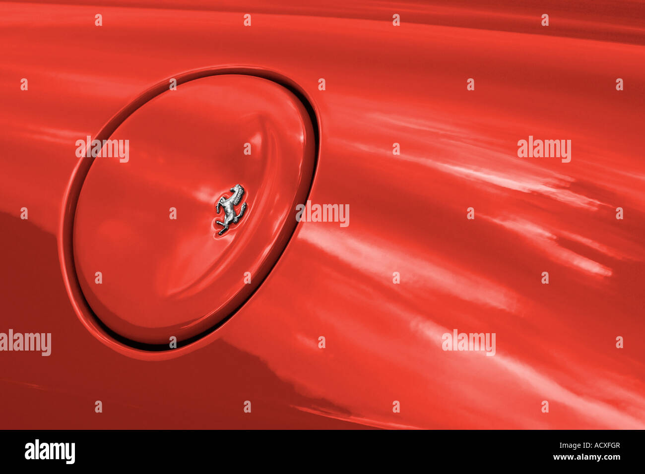 Red Ferrari Fuel Cap Detail shot at the Goodwood Brakfast Club Stock ...