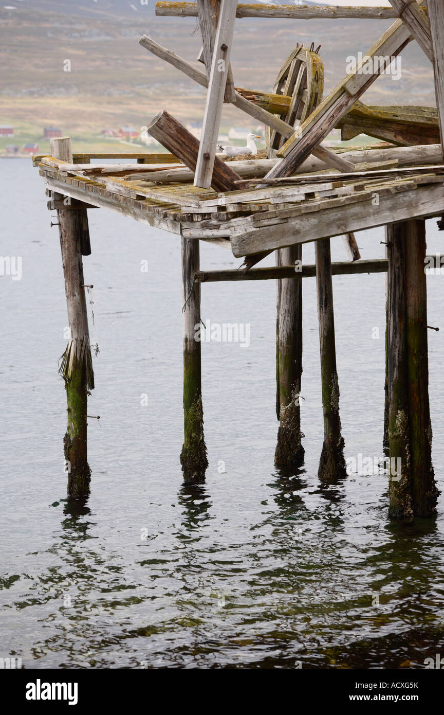 Abandoned fish factory in Kvalsund Fjord, Finnmark county, Norway ...