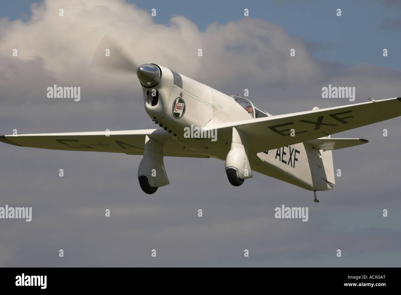 Percival Mew Gull G-AEXF in flight at Breighton Airfield, West ...