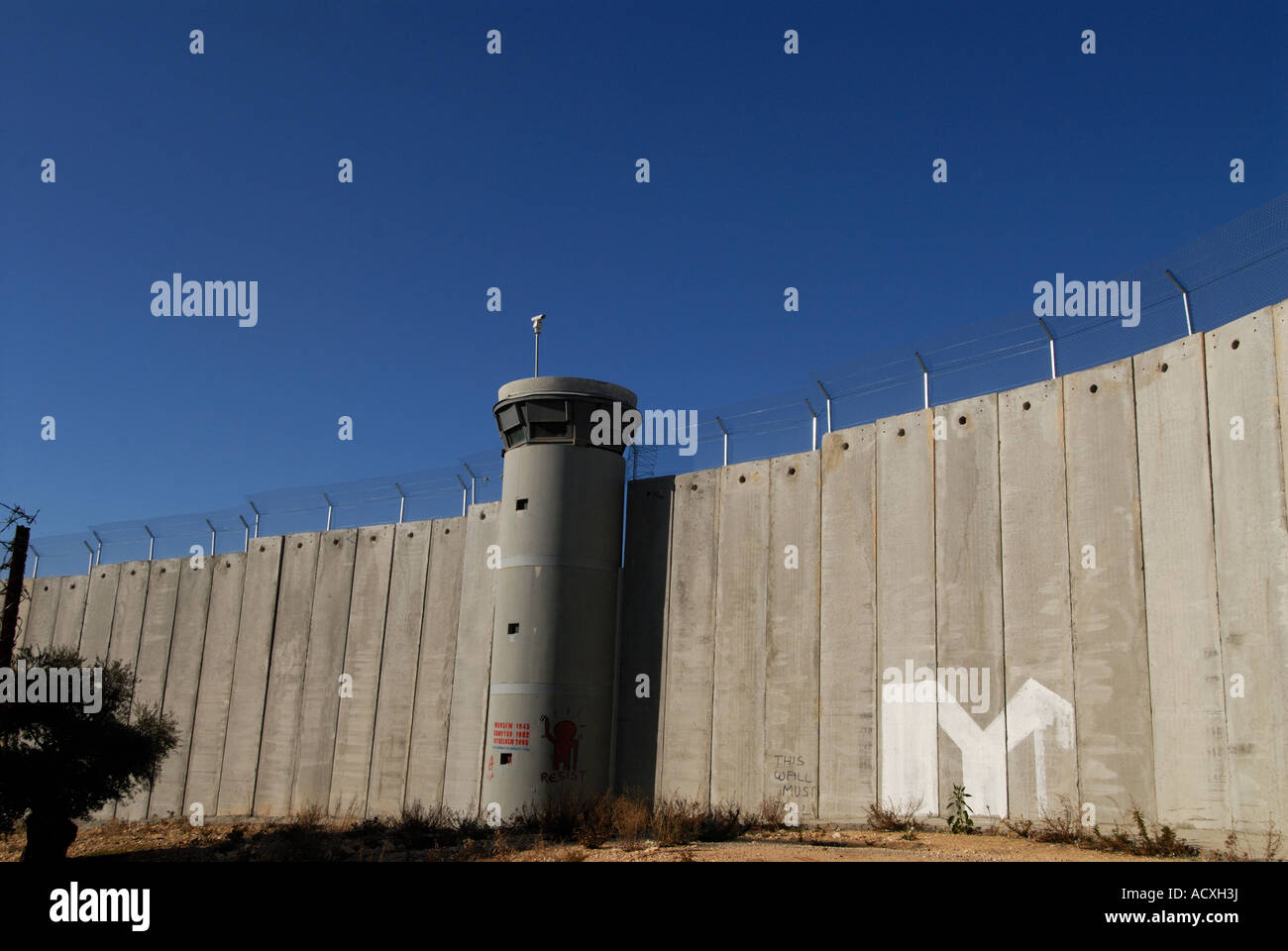 Palestine West Bank Bethlehem 2007. Separation wall with watchtower ...