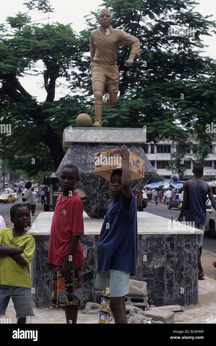 Liberia Monrovia Statue of George Weah Liberian footballer in main ...