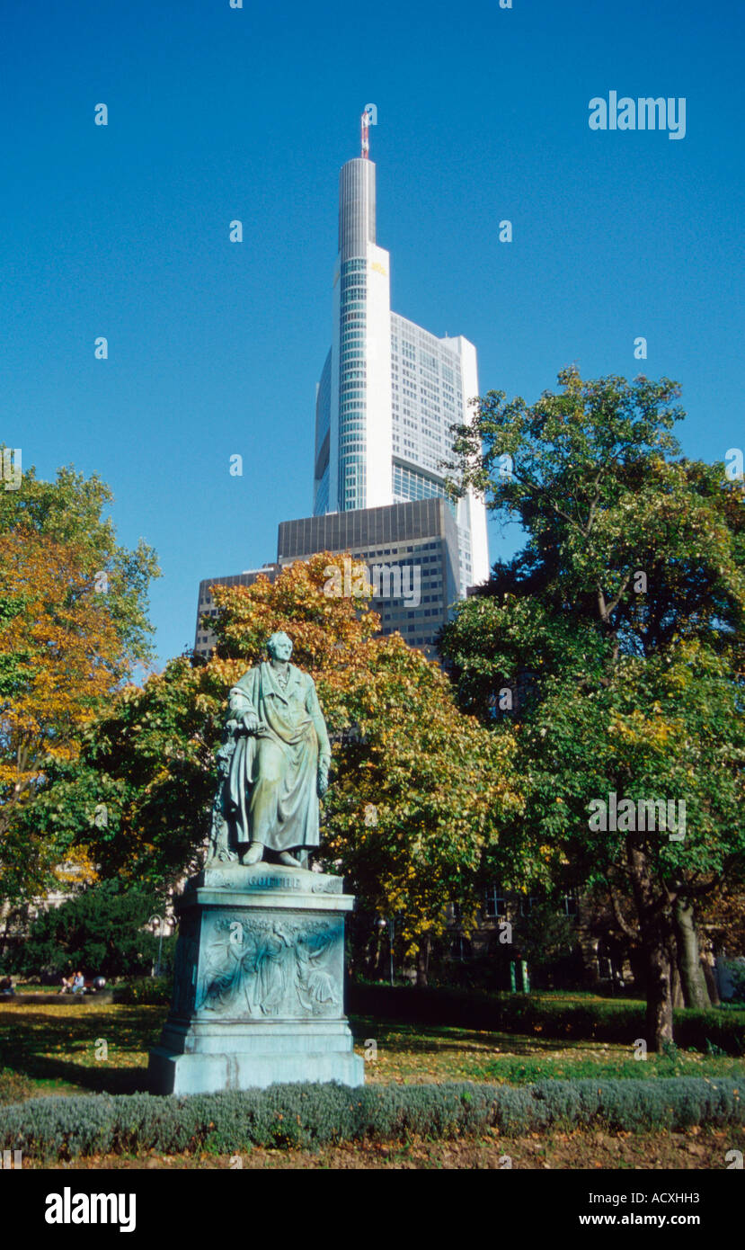 Goethe memorial in front of commerzbank tower hi-res stock photography ...