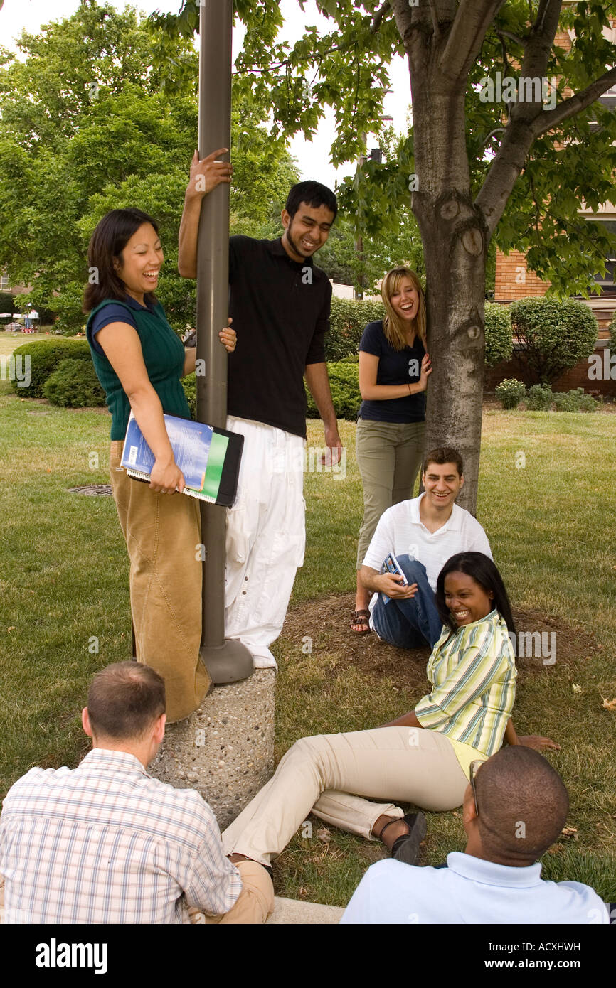 College students relaxing on campus Stock Photo - Alamy