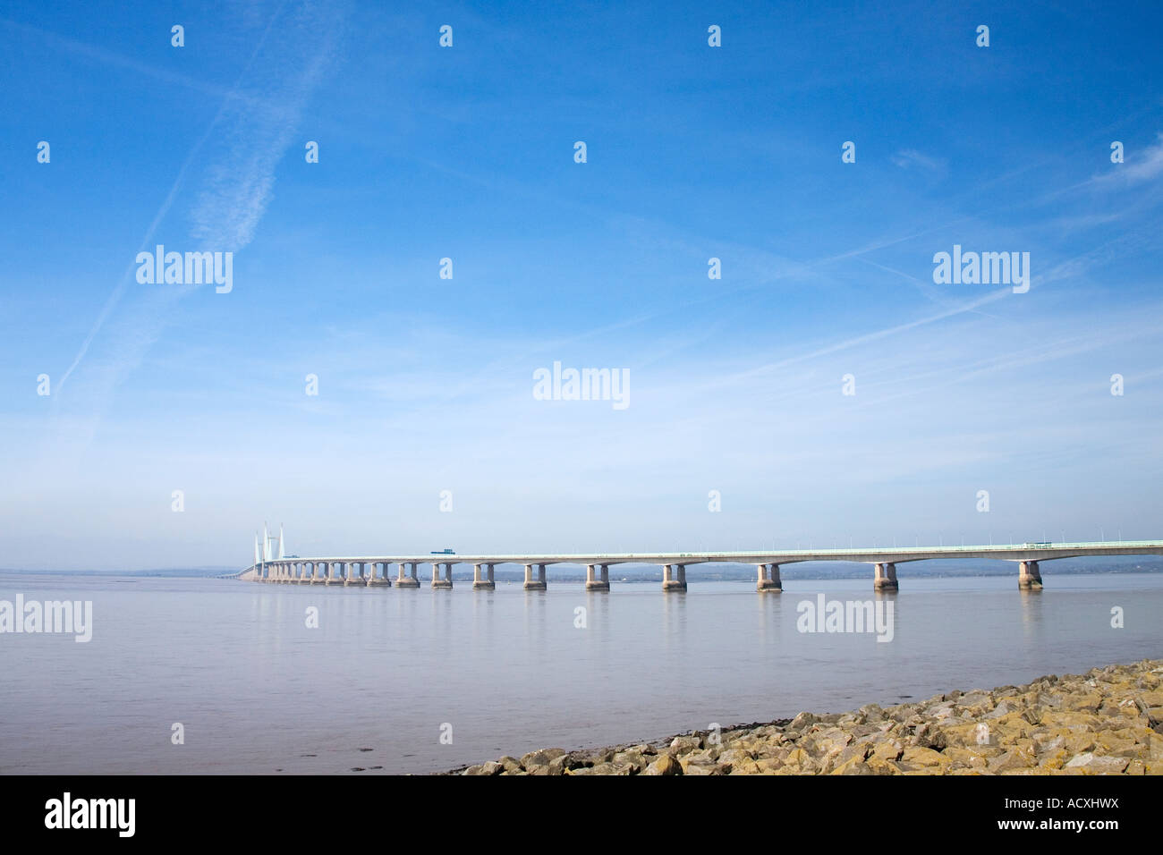 New Severn Bridge across the River Severn estuary that divides England ...