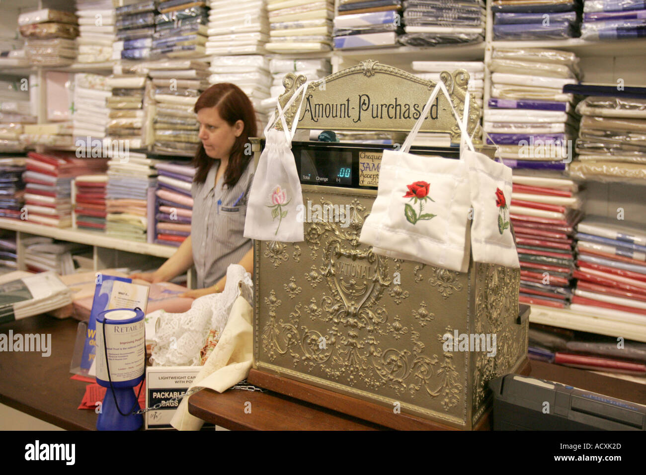 Woman shopping at haberdashery stall hi-res stock photography and ...