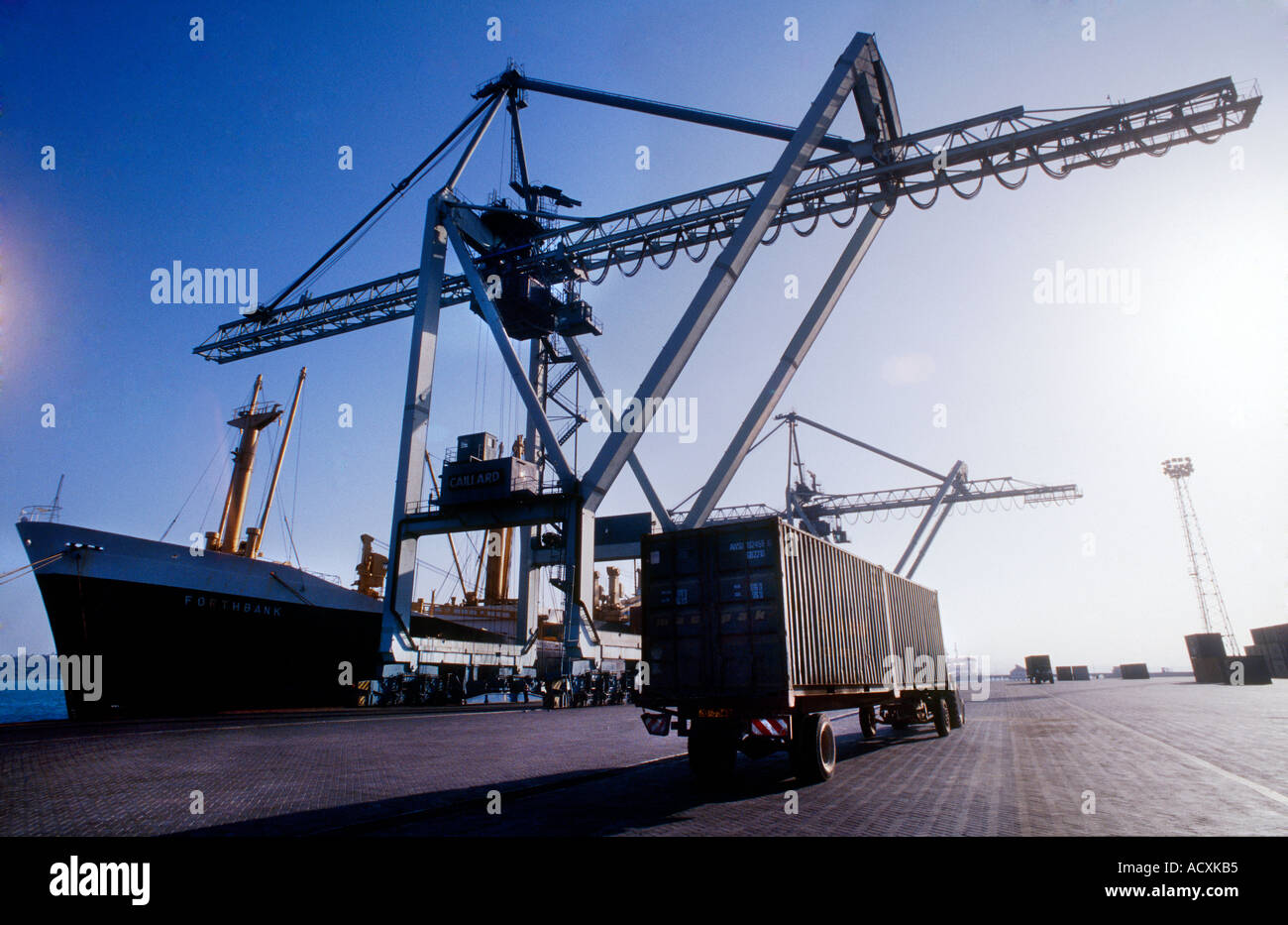 Container Truck delivery load to Cargo Ship Mombassa Ports Kenya Stock ...