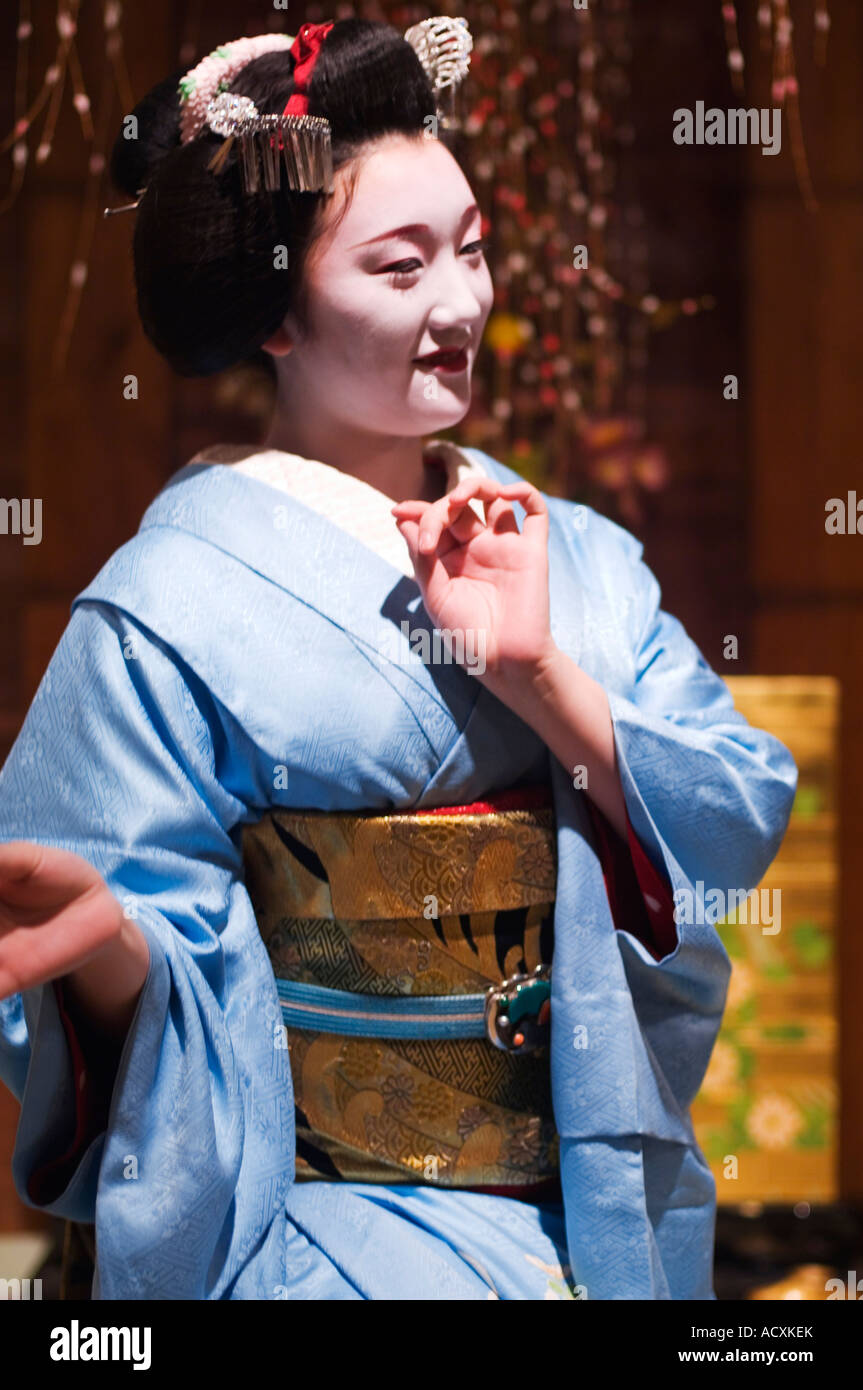 Japan Honshu Island Kyoto Maiko at traditional geisha entertainment at ...