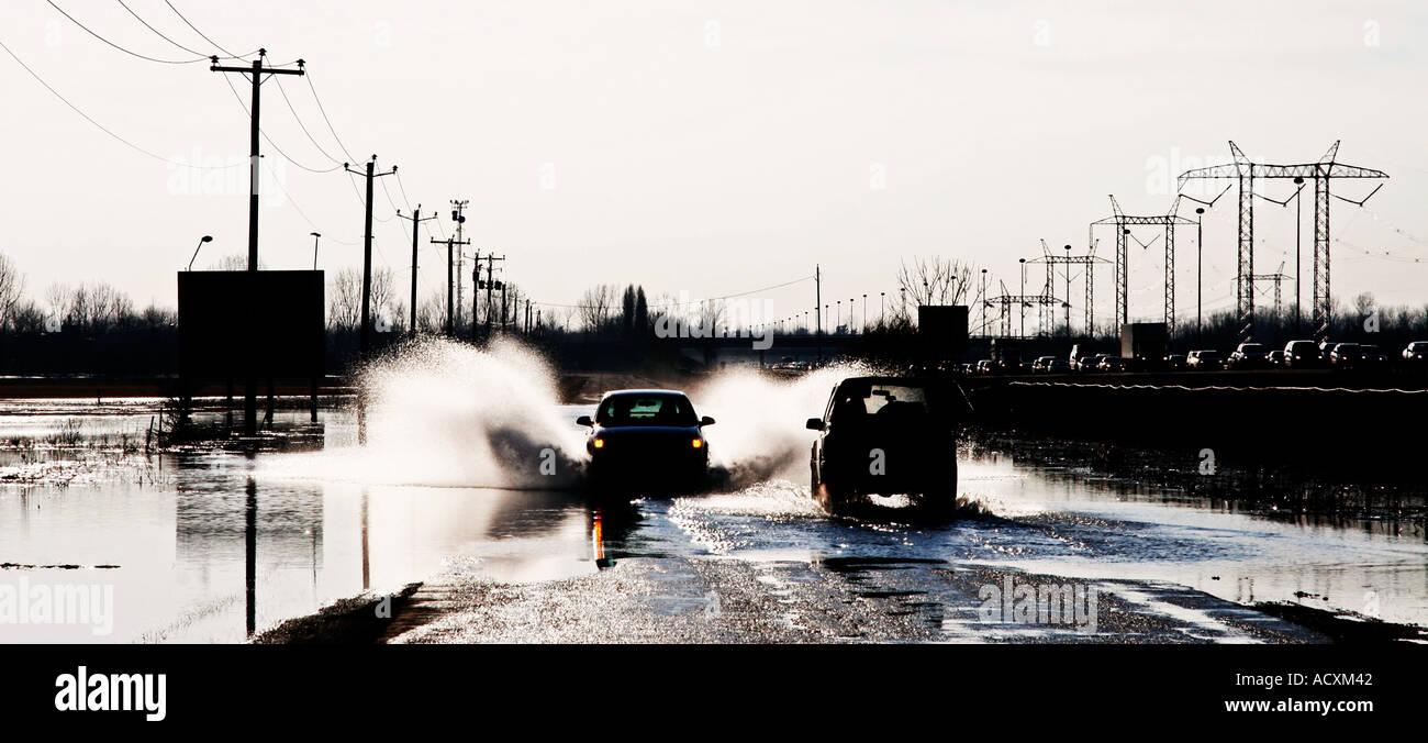 Flooded road after heavy rains Stock Photo - Alamy
