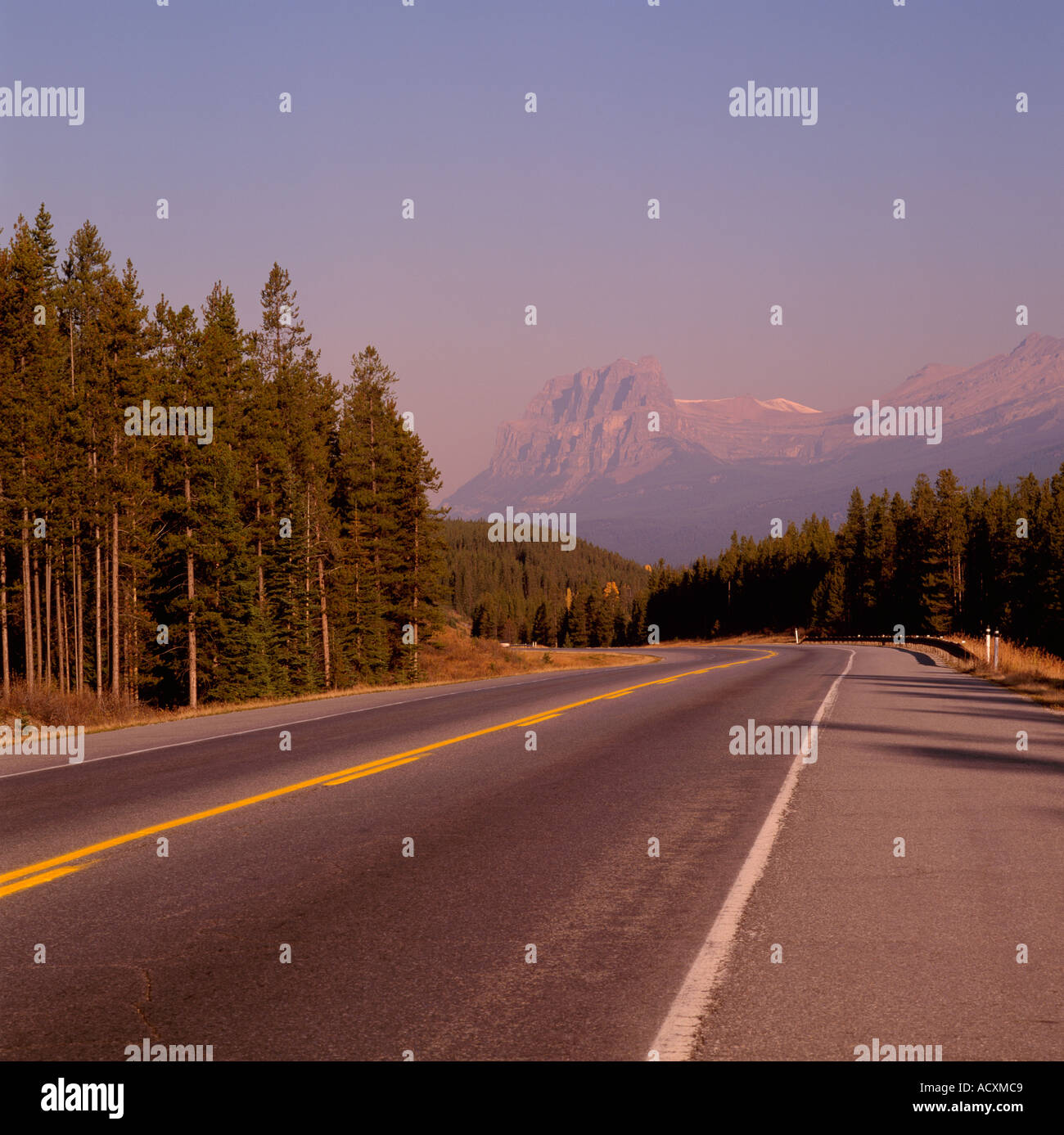 Castle Mountain and Trans Canada Highway #1 in Banff National Park in ...
