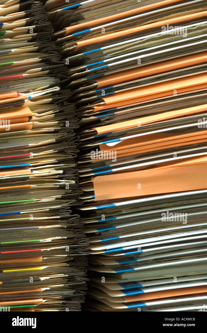 Close up of piles of paper folders Stock Photo - Alamy