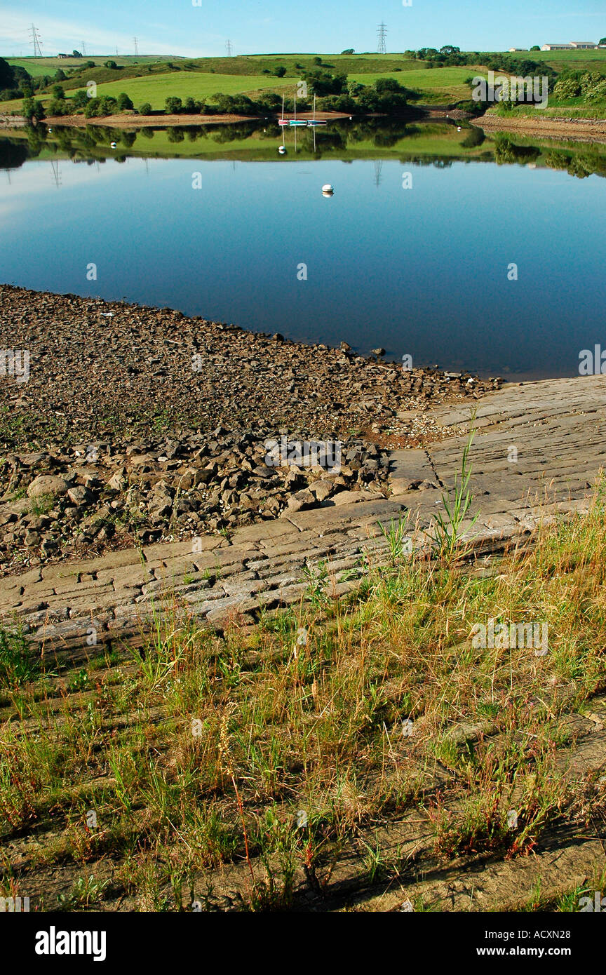 Low water level at Doe Park Reservoir Denholme West Yorkshire Stock ...