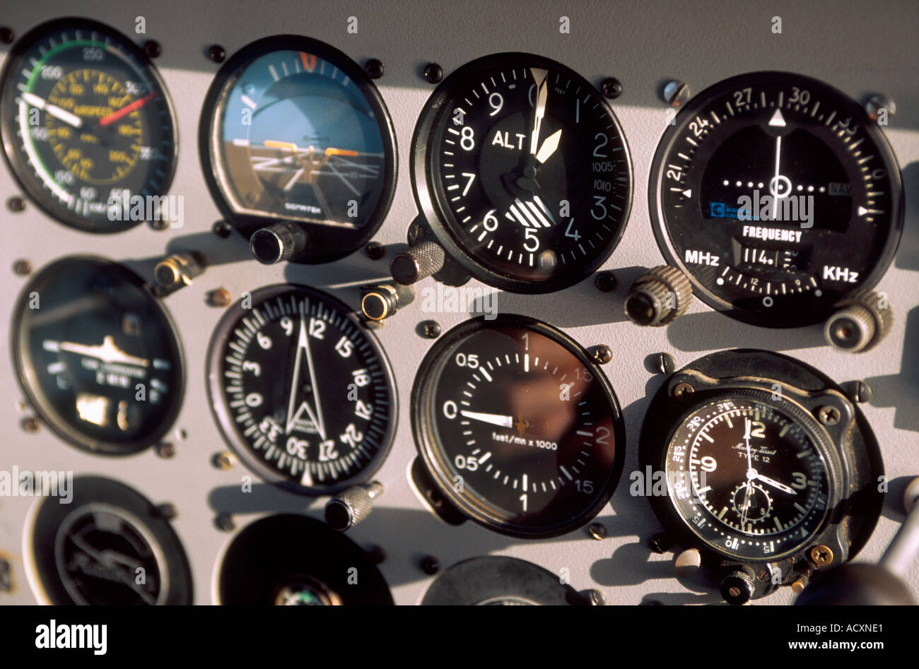 Dashboard of a small single engine plane Stock Photo - Alamy