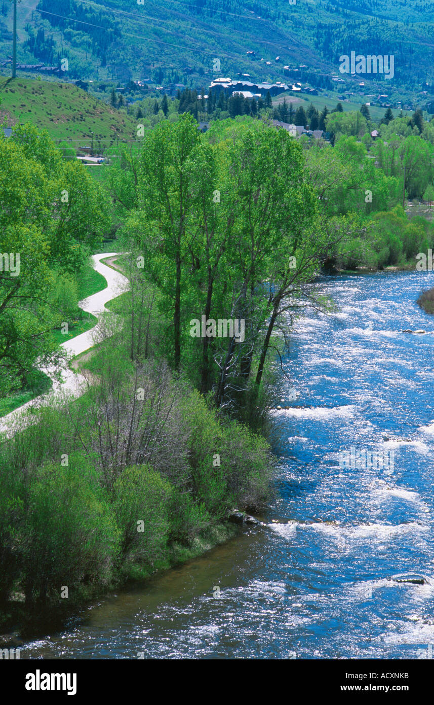 Yampa river core trail meandering beside the Yampa river Steamboat ...